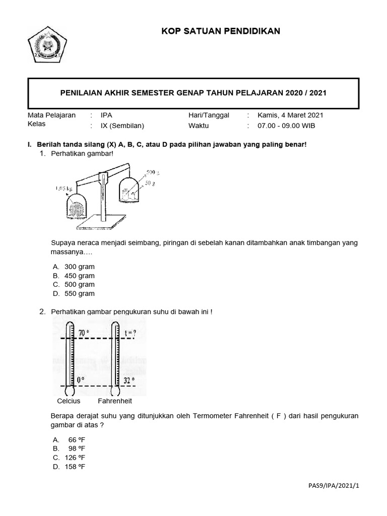 Soal Pas Ipa 9 | PDF