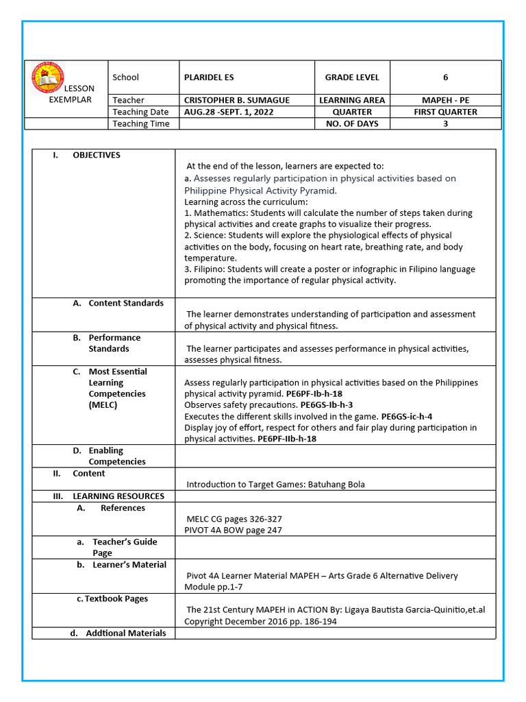 Q1-Mapeh Pe Week 1 | PDF