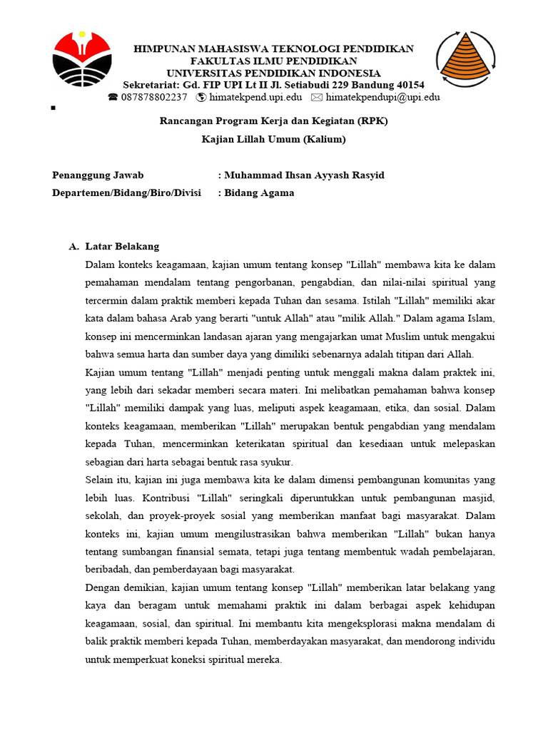Format RPK Kalium Hima Tekpend 20232024 | PDF