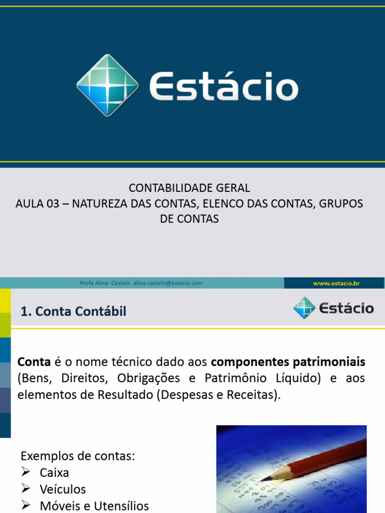 Aula 03 Natureza Das Contas, Elenco Das Contas, Grupos de Contas ...