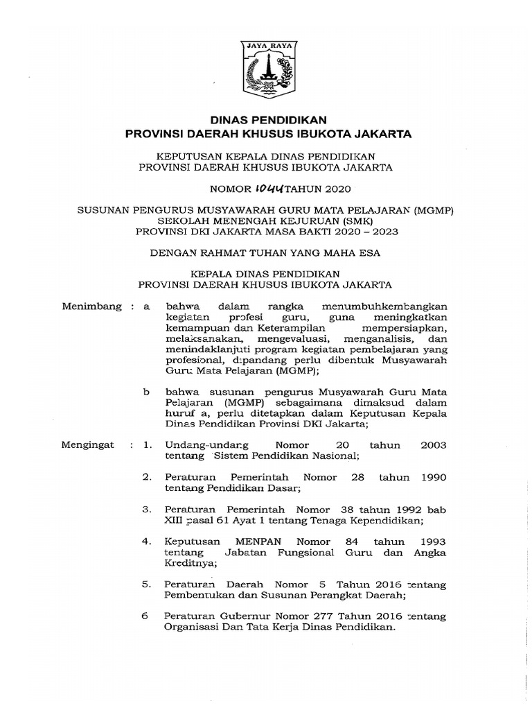 SK Susunan Pengurus MGMP SMK 2020 | PDF