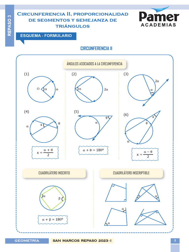 Geom - R3 - Circunferencia II, Proporcionalidad de Segmentos y Semejanza de Triángulos | PDF
