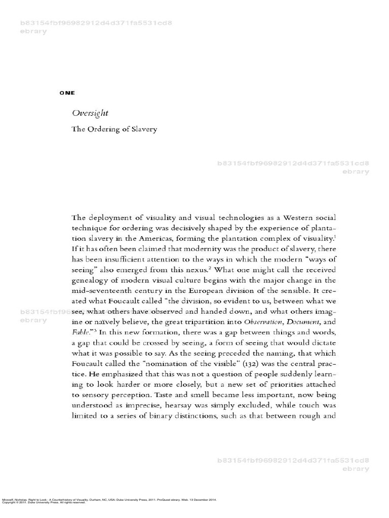 Capitulo 1 de Mirzoeff - The Right To Look | PDF | All Rights Reserved ...