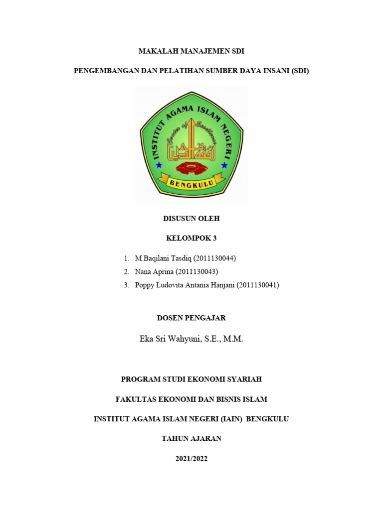 k3 Manajemen Sdi (Pengembangan Dan Pelatihan Sdi) | PDF