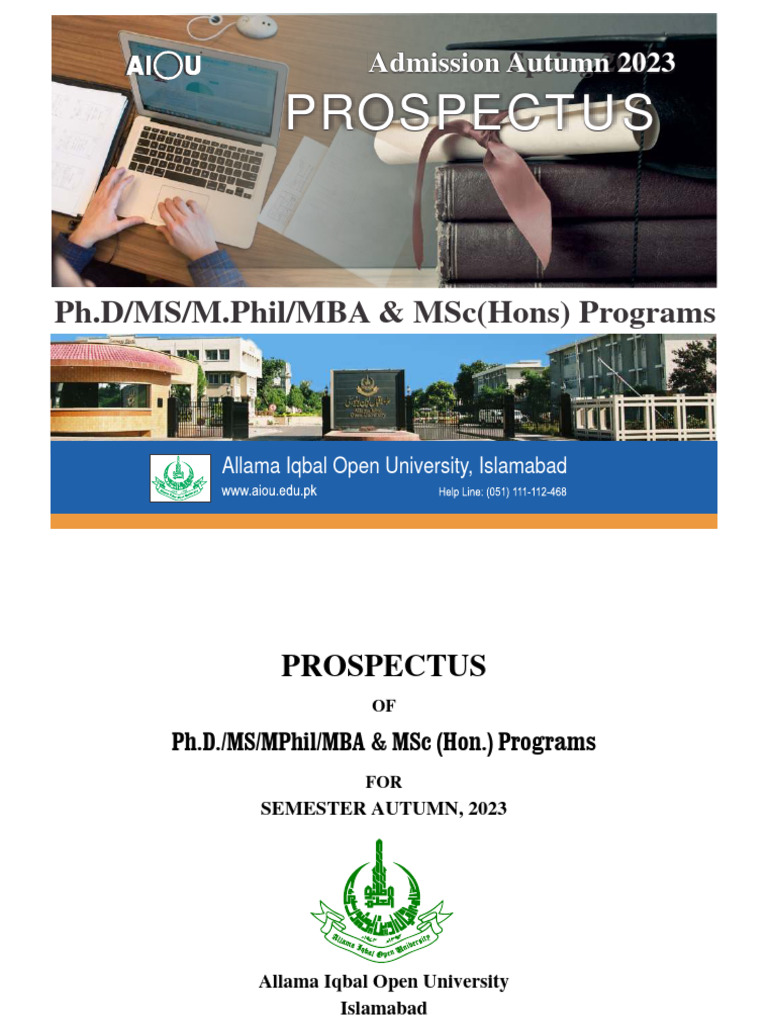 PHD-MS Final Prospectus For Autumn-2023 (20072023) | Download Free PDF | Doctor Of Philosophy ...