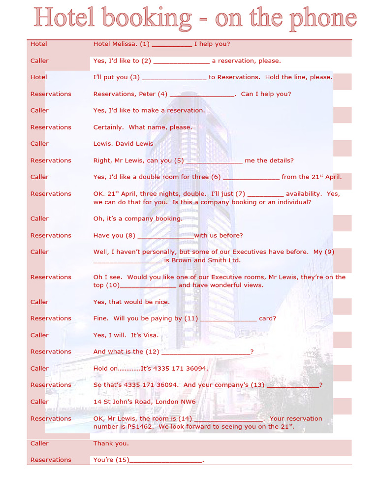 Hotel Booking Fun Activities Games 25265 | PDF