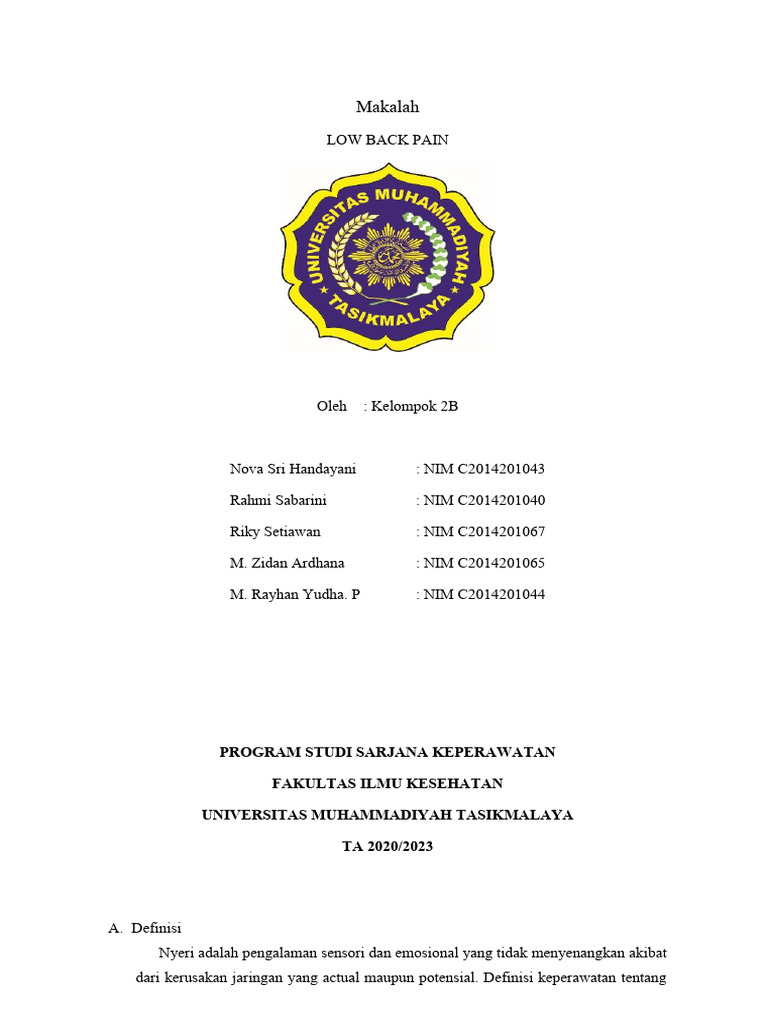 Makalah - Low - Back - Pain - Kel 2B-1 | PDF
