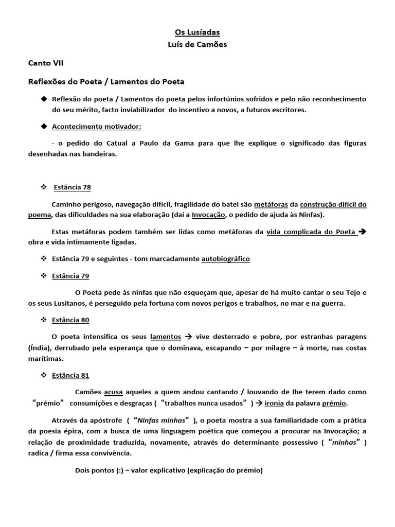 Canto VII - PP em Word | PDF | Poesia