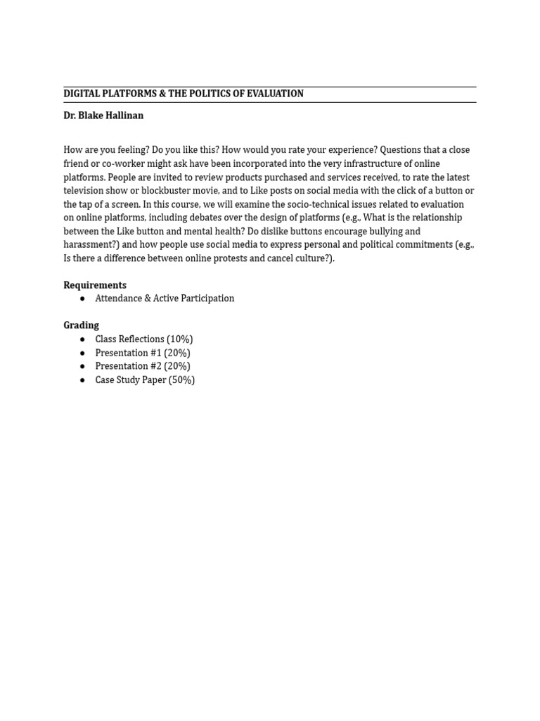 Evaluating Digital Platforms' Politics | PDF | Social Media | Popular ...