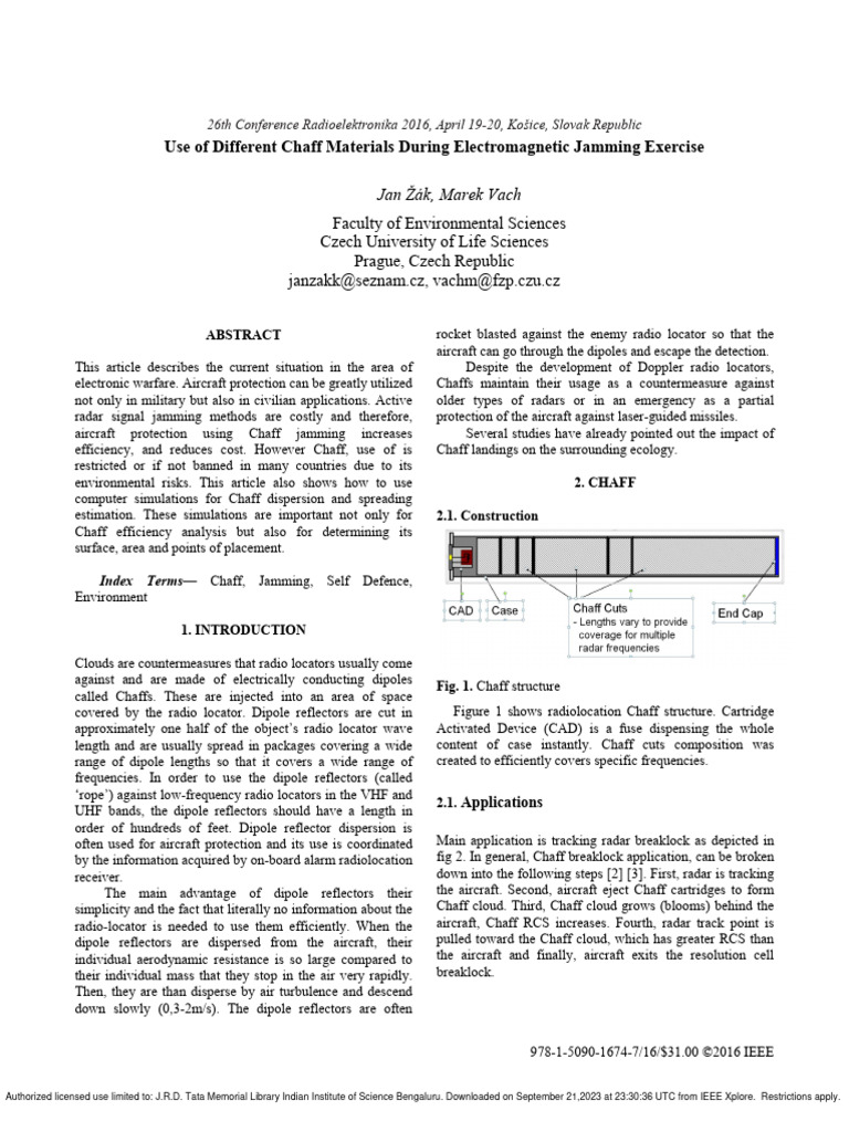 Use of Different Chaff Materials During Electromagnetic Jamming ...