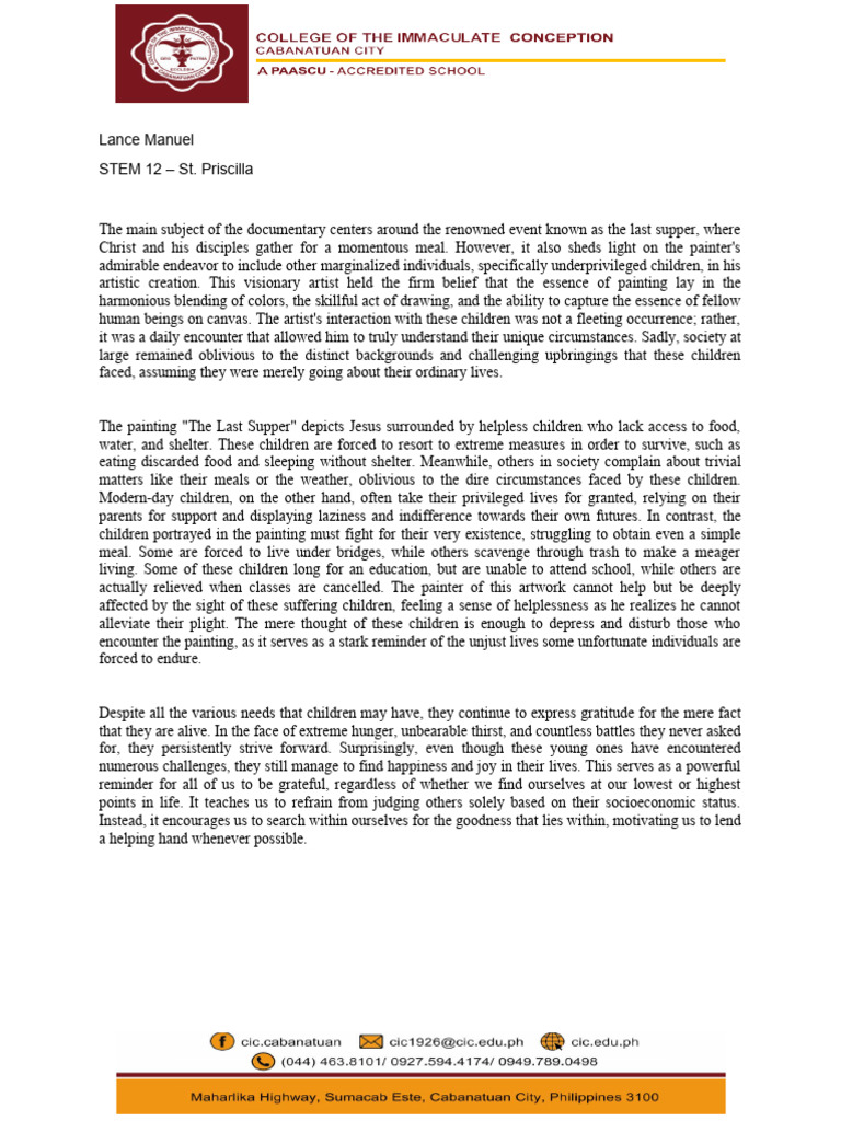 WARZONE ER by Sandra Aguinaldo Reaction Paper | PDF