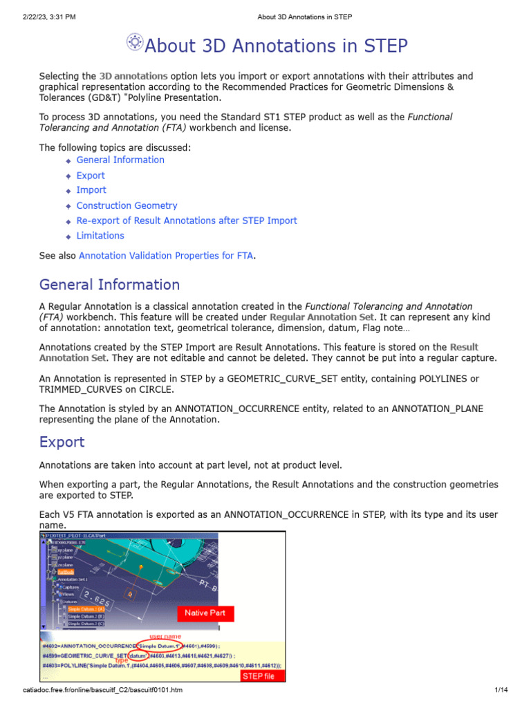 About 3D Annotations in STEP | PDF
