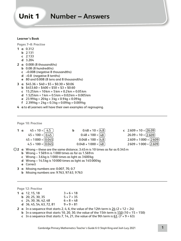 Grade 6answers To The Learner's Book Questions | PDF