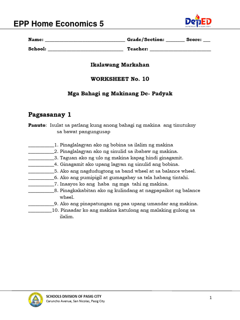 Epp 5 - He 5 - Q2 - DW10 | PDF