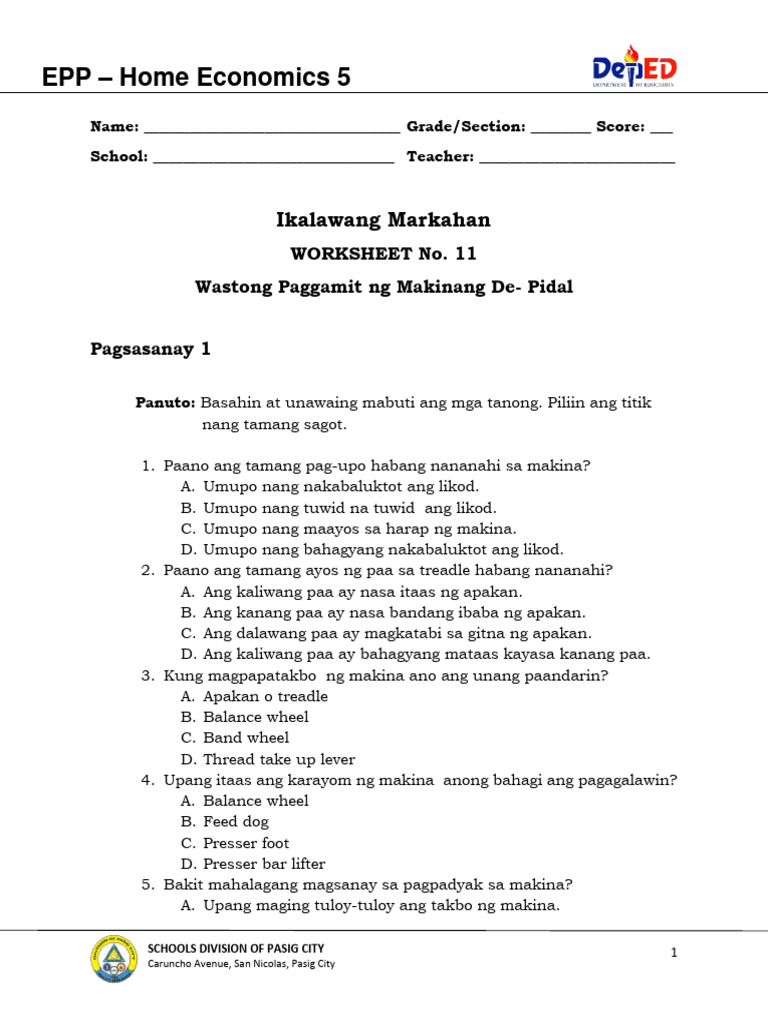 Epp 5 - He 5 - Q2 - DW11 | PDF