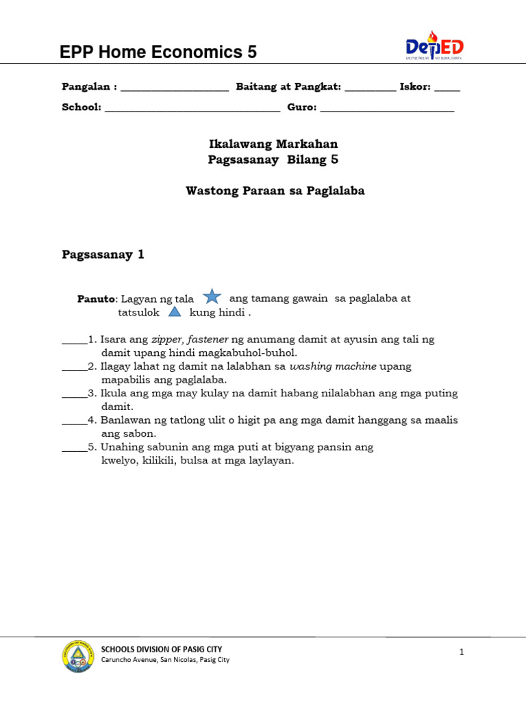Epp 5 - He 5 - Q2 - DW5 | PDF