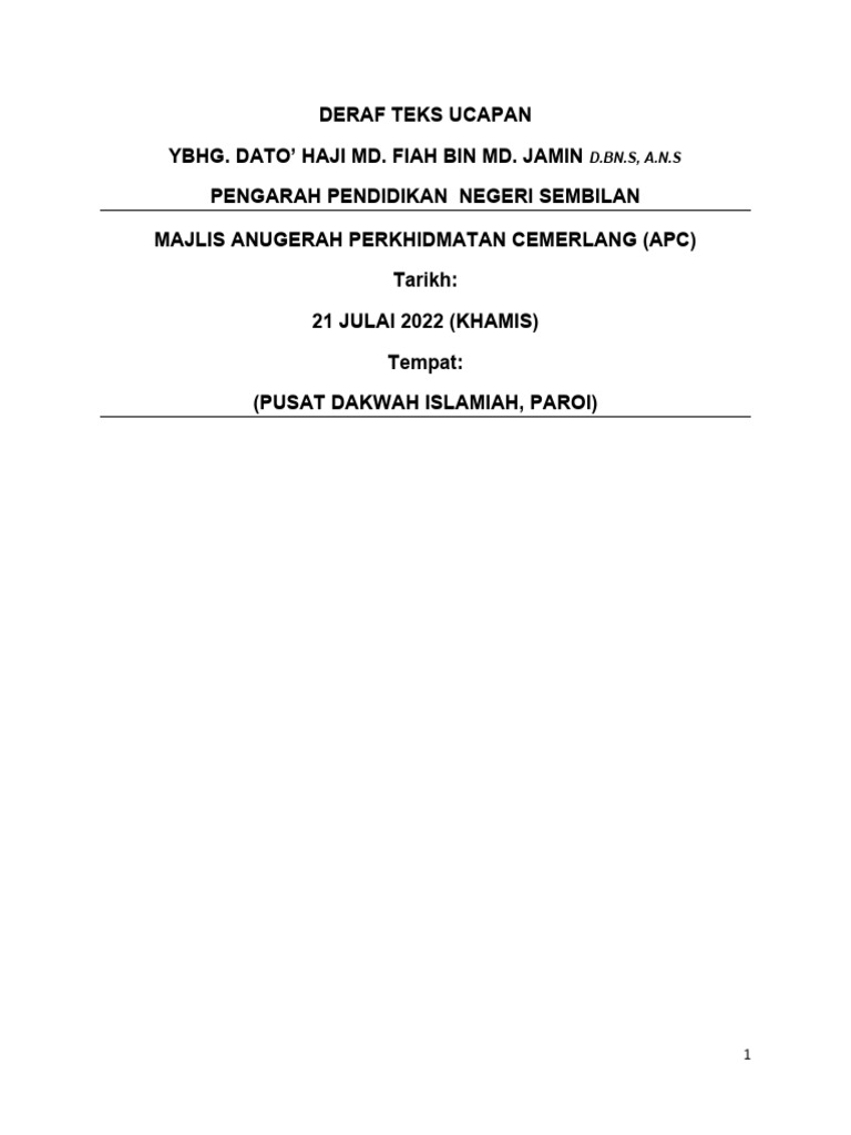 Ucapan Majlis APC 2022-EDIT | PDF