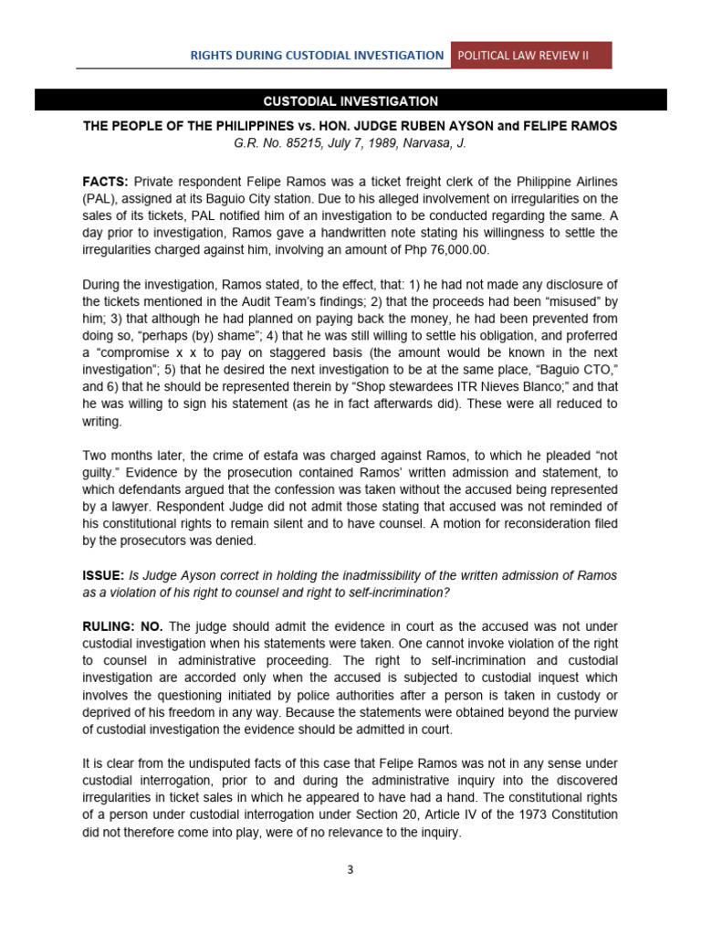 People v. Hon. Judge Ruben Ayson | PDF | Self Incrimination | Criminal ...