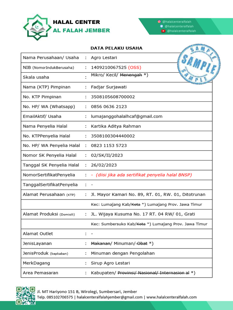 LKP - Contoh Pengisian - HCAF | PDF