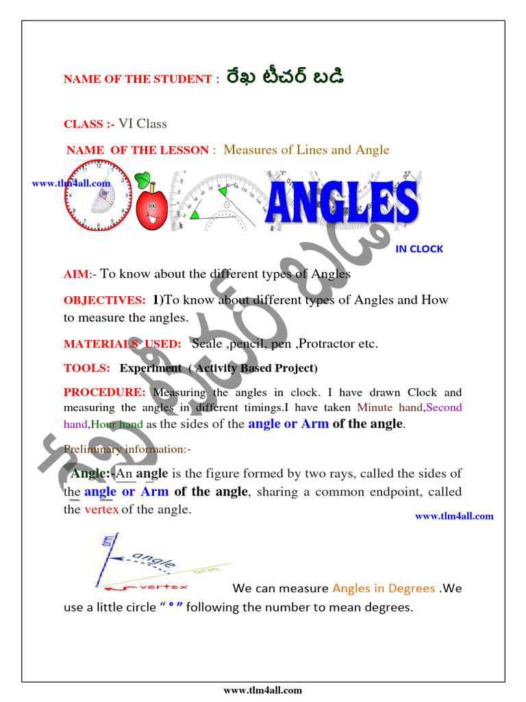 Class 6 Project on Angles and Lines | PDF