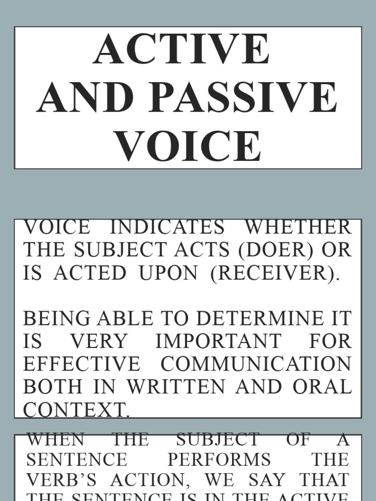 Active vs. Passive Voice Explained | PDF