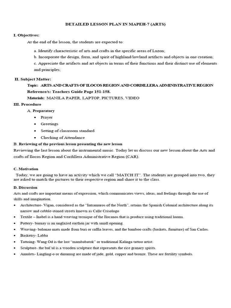 Detailed Lesson Plan in Mapeh 7 | PDF