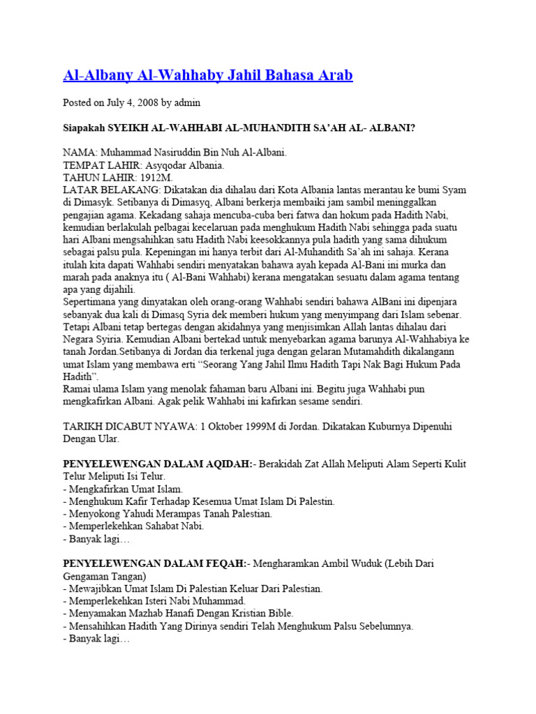 Al Bani Jahil Bahasa Arab | PDF