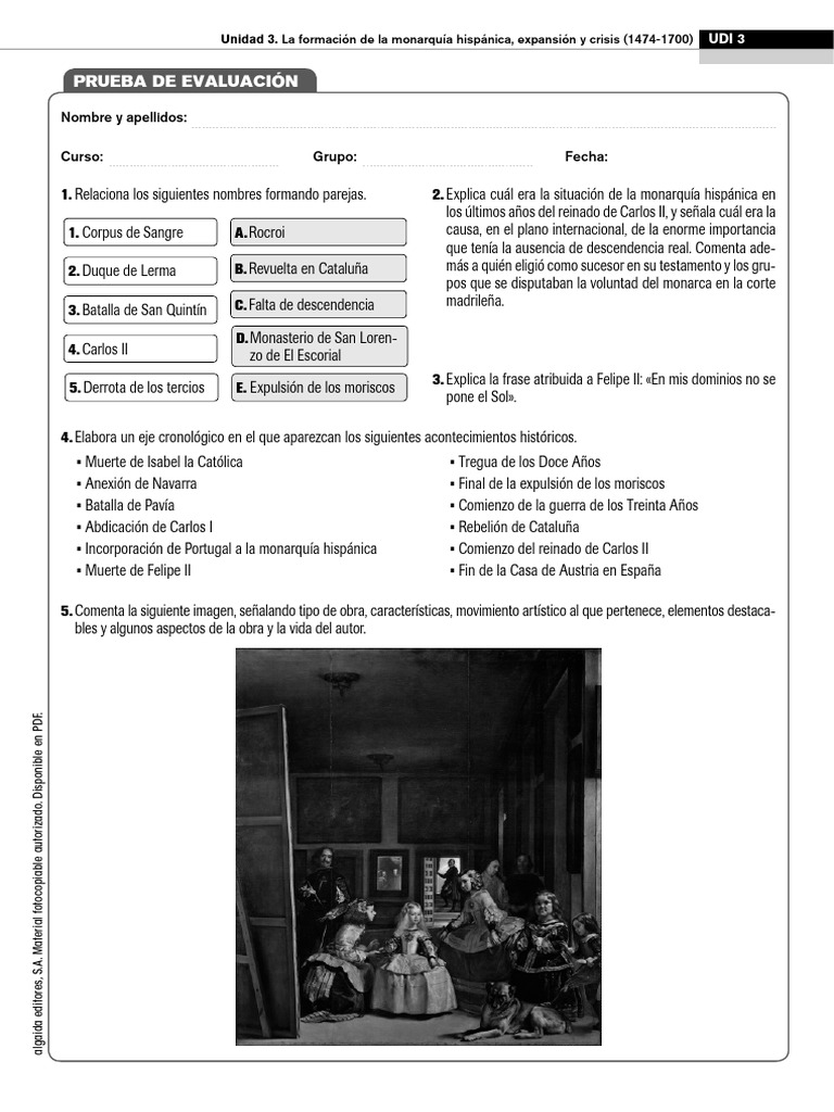 UD3 Formación de La Monarquia Hispánica (ACTIVIDADES) | PDF | Imperio ...