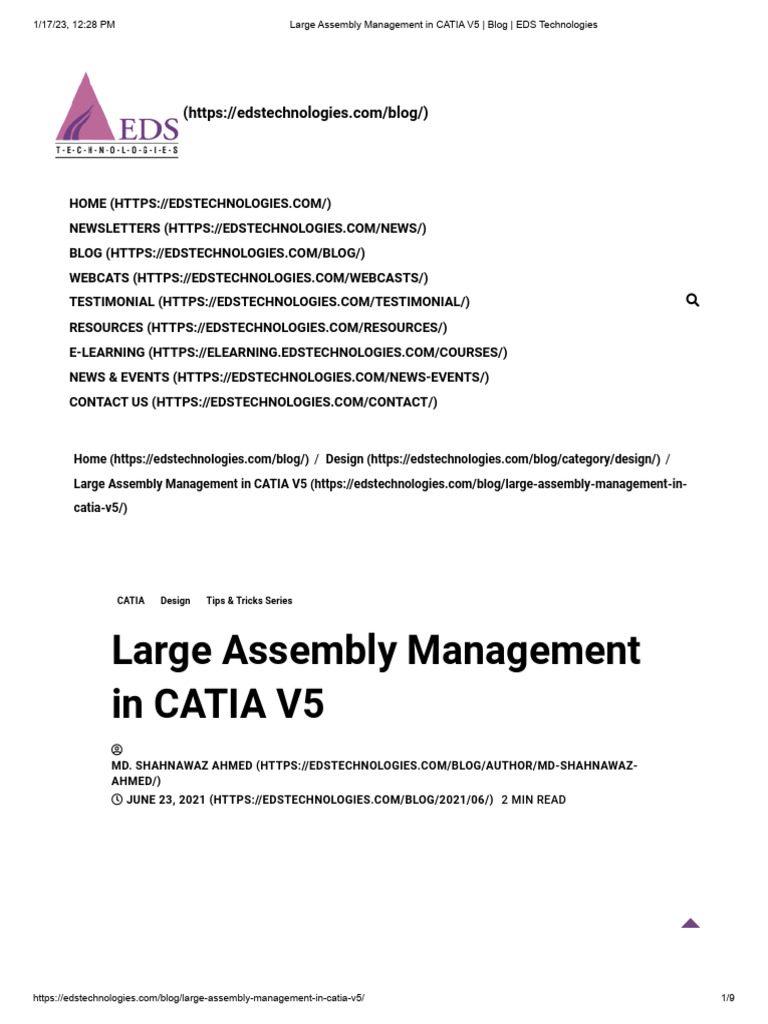 Large Assembly Management in CATIA V5 - Blog - EDS Technologies | PDF | Computing | Computer Science
