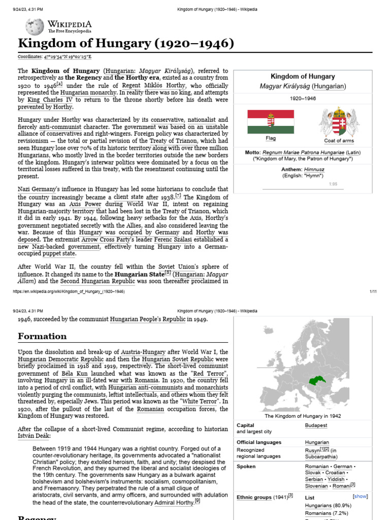 Kingdom of Hungary (1920-1946) | PDF