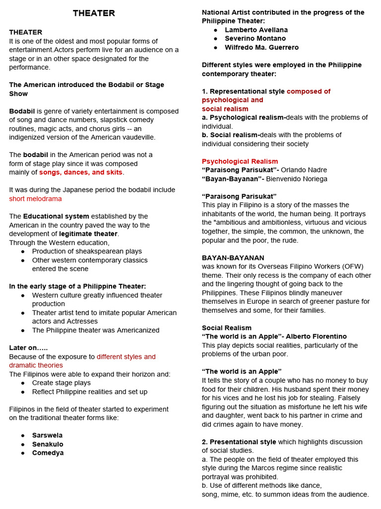 Theater | PDF | Theatre | Philippines