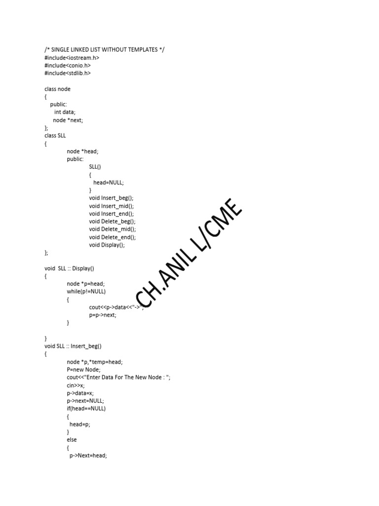 SLL Without Templates | PDF | Computer Programming | Software Engineering
