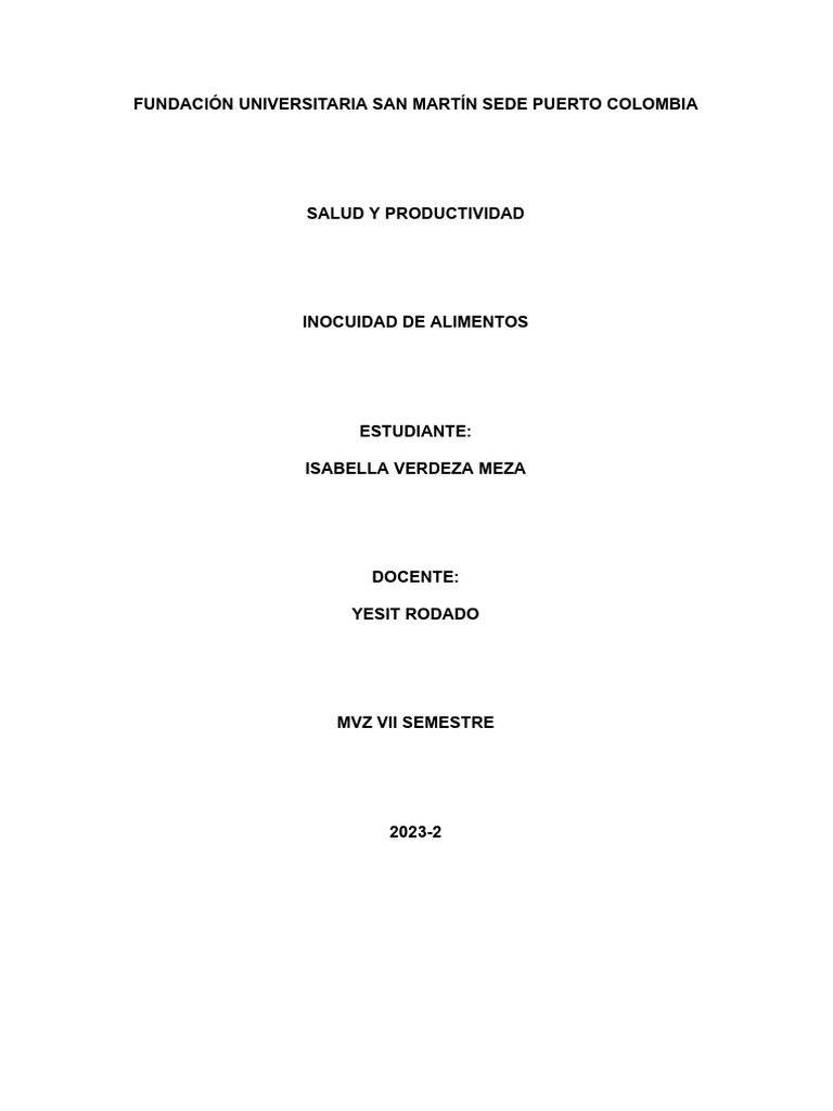 Inocuidad de Alimentos | PDF | Alimentos | Seguridad alimenticia