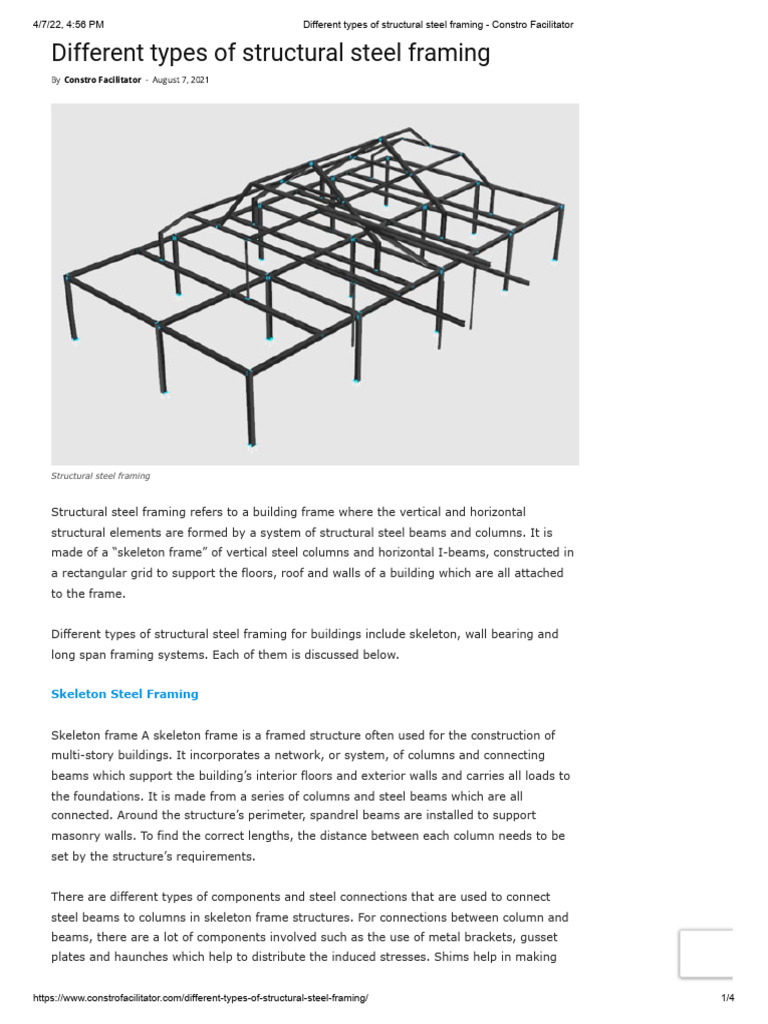 Different Types of Structural Steel Framing - Constro Facilitator | PDF