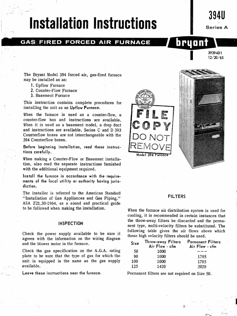 Bryant 100-394U | PDF