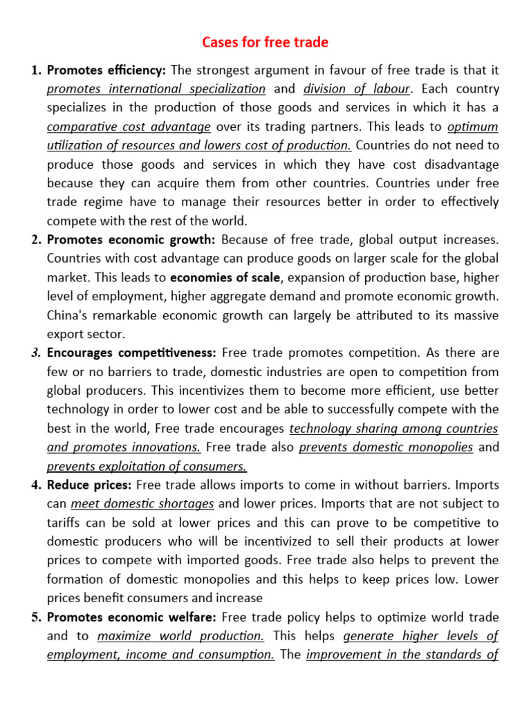 Cases For and Against Free Trade | PDF