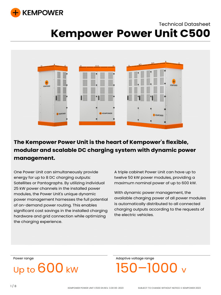 Kempower Power Unit C500 Datasheet Rev.3.30 06-2023 en | PDF | Direct Current | Electronics