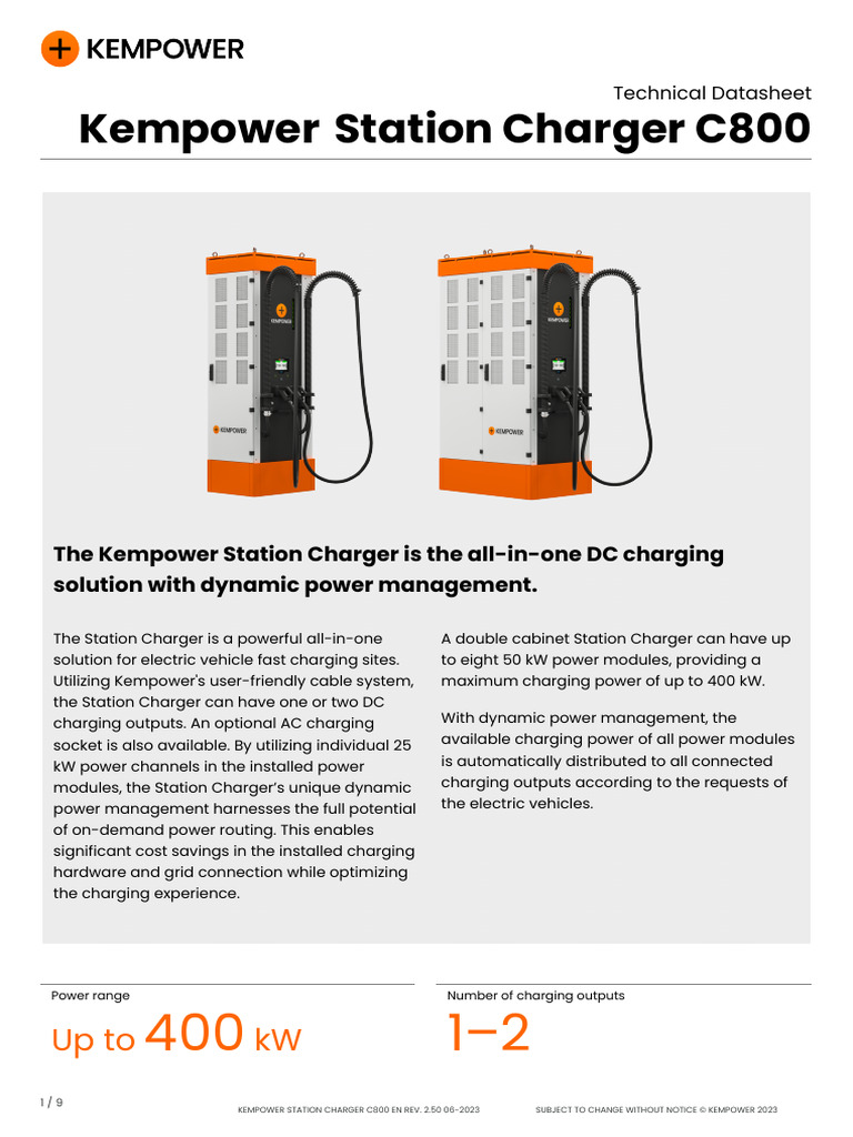 Kempower Station Charger C800 Datasheet Rev.2.50 06-2023 en | PDF ...