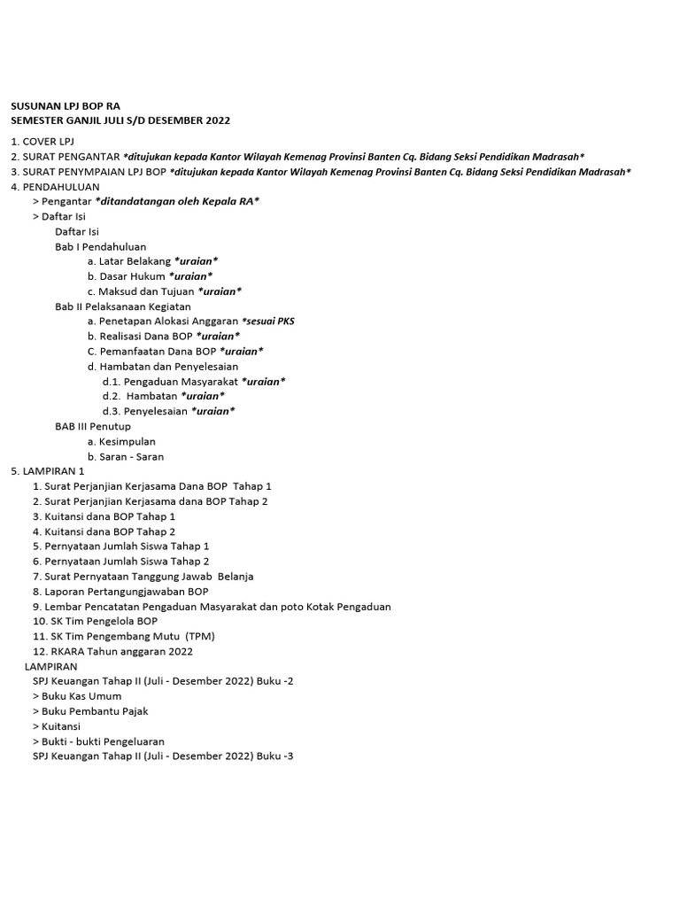 Susunan LPJ BOP 2022 | PDF