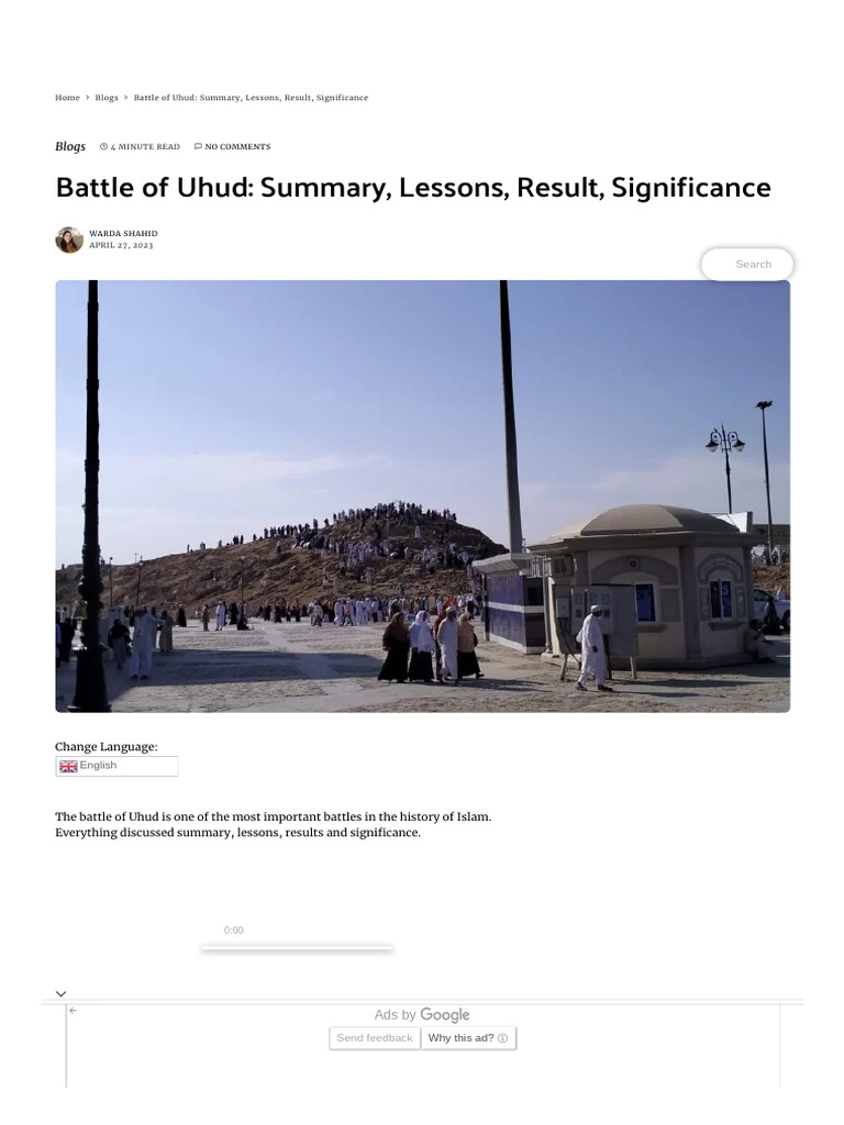 Battle of Uhud - Summary, Lessons, Result, Significance | PDF ...
