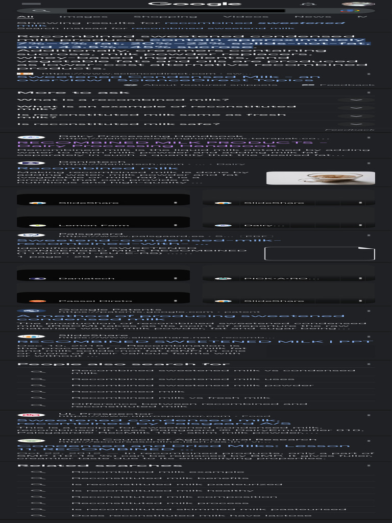 Recombined Sweetend Milk - Google Search | PDF | Cooking, Food & Wine