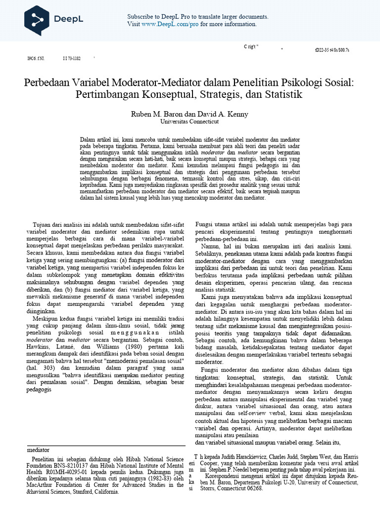 Moderator vs Mediator dalam Psikologi | PDF