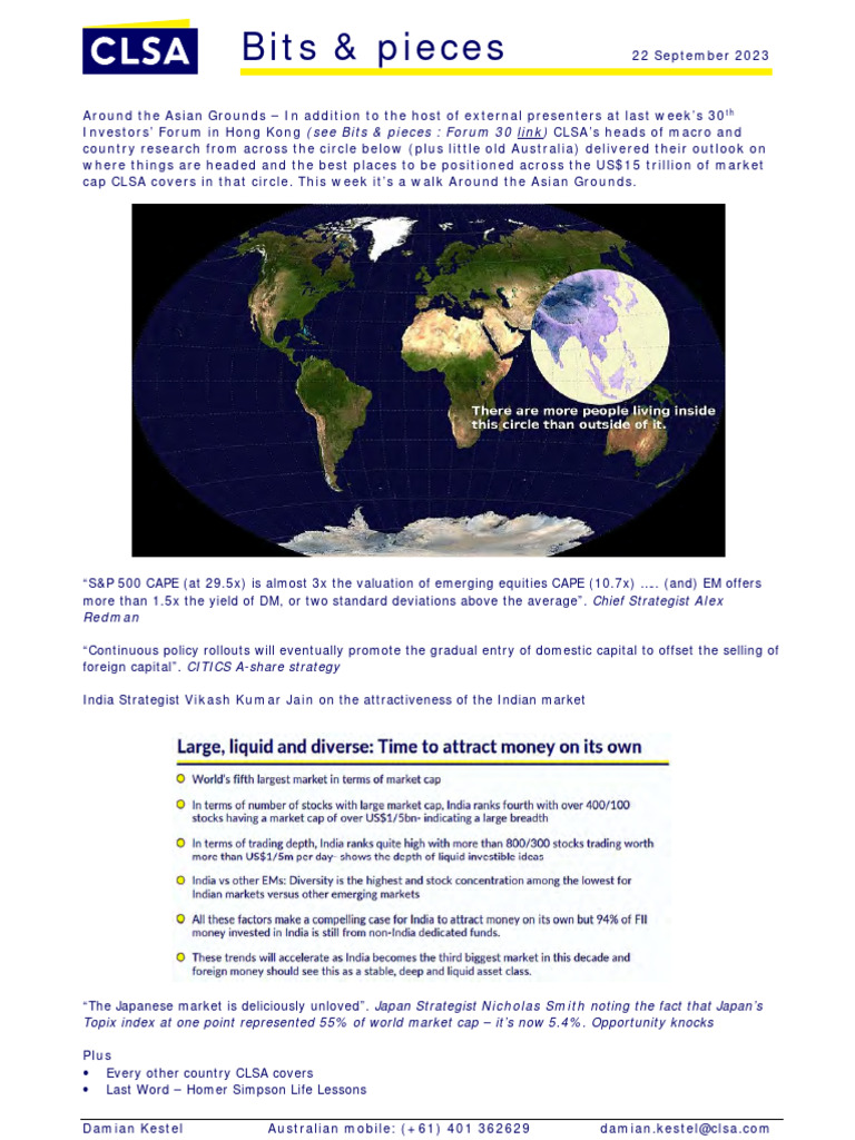 CLSA Bits & Pieces (Around The Asian Grounds) 22092023 | PDF