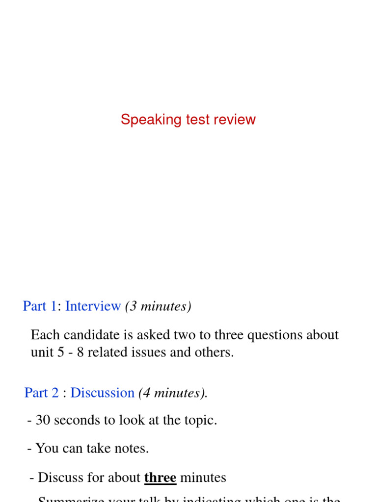 Speaking Test Review | PDF | Behavioural Sciences