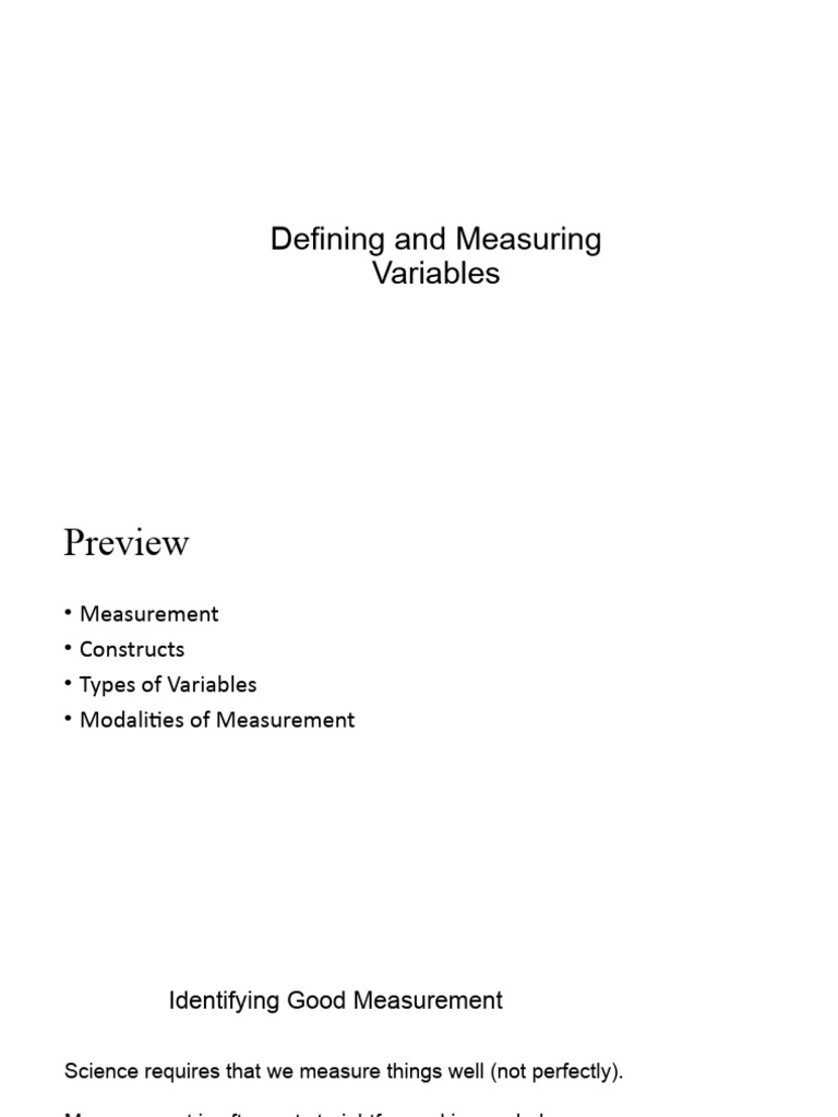 4 Defining and Measuring Variables | Download Free PDF | Level Of Measurement | Categorical Variable