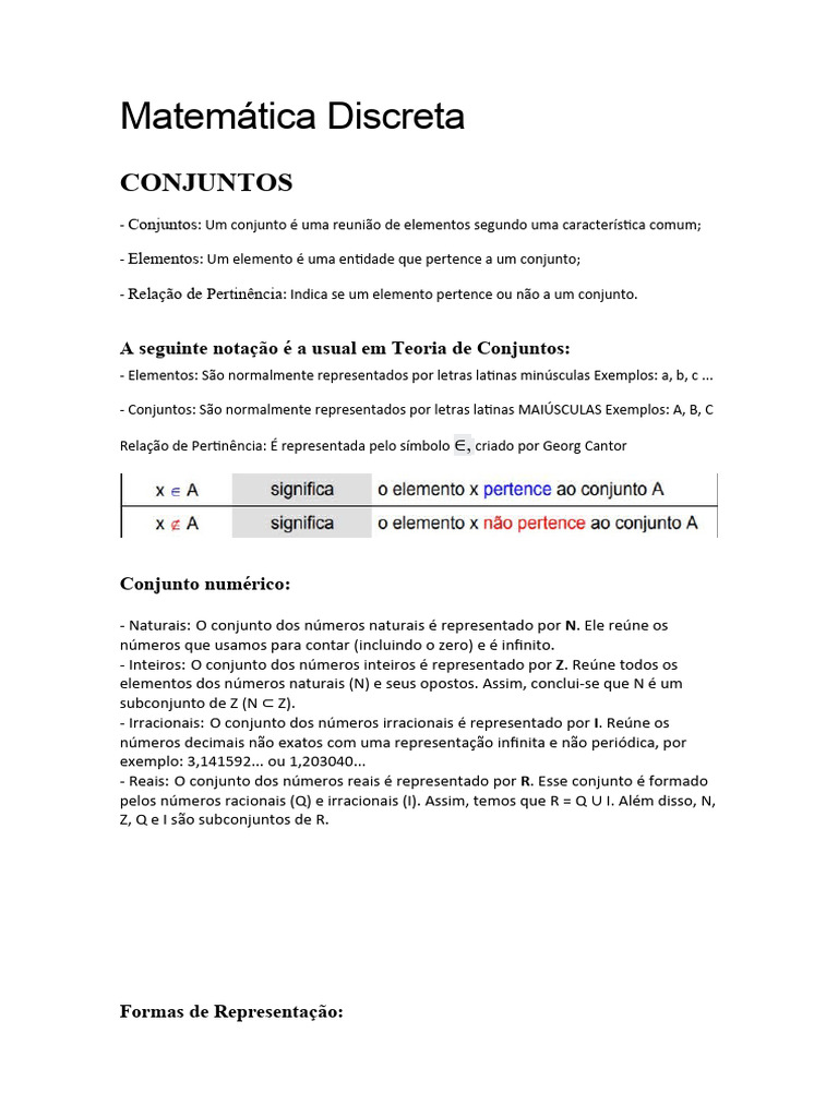 Matemática Discreta | PDF | Conjunto (Matemática) | Função (Matemática)