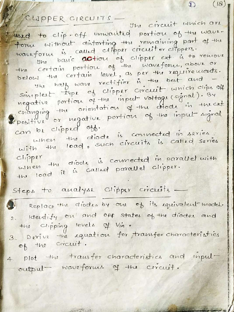 Unit-1, Part-3 Clipper Circuit | PDF
