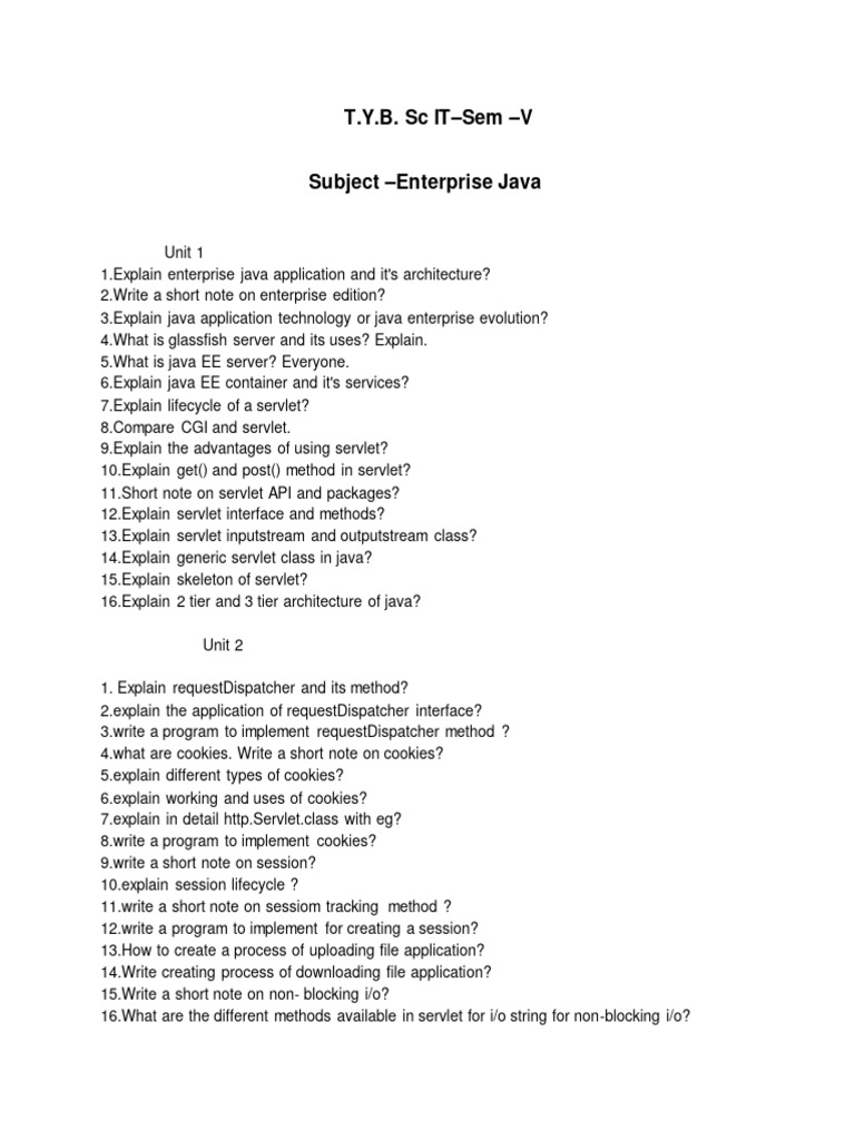Enterprise Java Question Bank Pdf