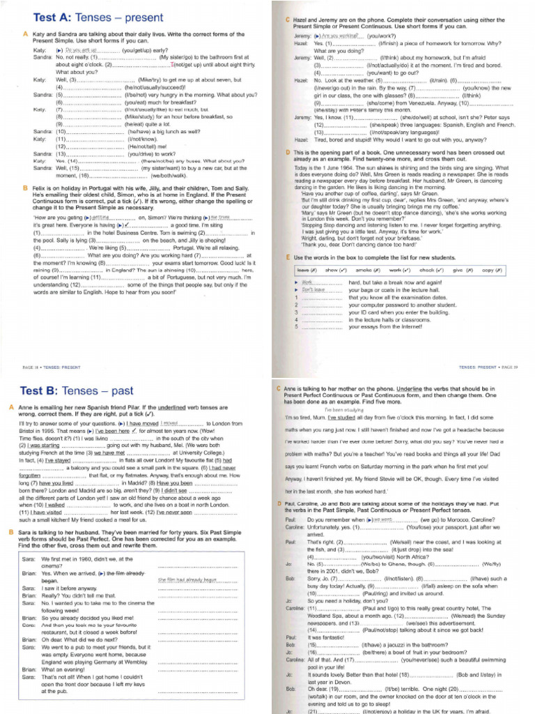 Verb Practice 2 - Types and Forms - Tense and Aspect | PDF