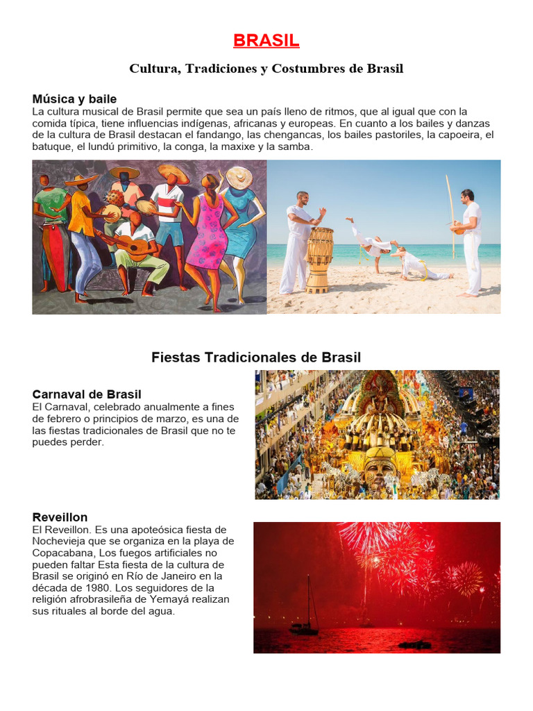 Tradiciones y Costumbres de Brasil | PDF | Carnaval | Cocina occidental